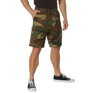 rothco tactical bdu shorts - rugged outdoor hiking camping cargos comfortable - woodland camo - large