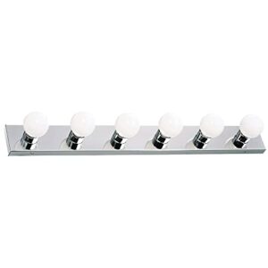 design house 500942 6 strip light contemporary dimmable for bathroom, bedroom, makeup vanity, polished chrome