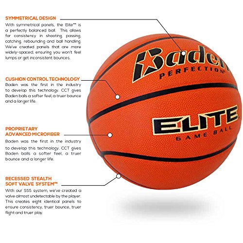 Baden Elite Indoor Game Composite Basketball, Official Size 6 & 7