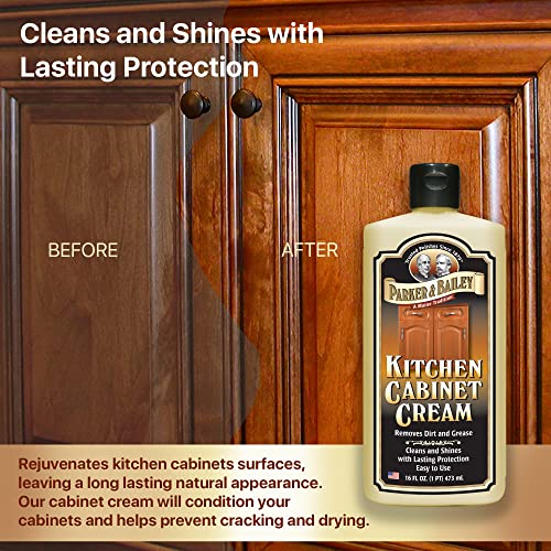 PARKER & BAILEY KITCHEN CABINET CREAM - Multisurface Wood Cleaner And Polish Furniture Quick Shine Restorer Protector Surface, House Cleaning Supplies Home Improvement 8oz