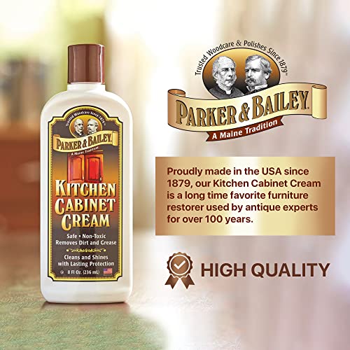 PARKER & BAILEY KITCHEN CABINET CREAM - Multisurface Wood Cleaner And Polish Furniture Quick Shine Restorer Protector Surface, House Cleaning Supplies Home Improvement 8oz