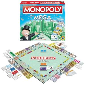 monopoly the mega edition by winning moves games usa, a bigger and faster version of monopoly with the speed die for 2 to 8 players, ages 8 and up (1104)