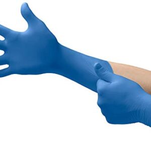 Microflex SG-375 Disposable Latex Gloves Medical / Exam Grade, Long Cuff, Thick Powder Free Glove in Natural Rubber for Cleaning, Sanitary or Mechanic Tasks, Blue, Size Medium, Box of 50 Units