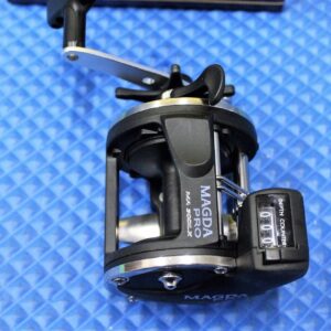 Okuma Magda Pro Line Counter Levelwind Trolling Reel, Small, Black/Silver, MA-20DX