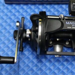 Okuma Magda Pro Line Counter Levelwind Trolling Reel, Small, Black/Silver, MA-20DX