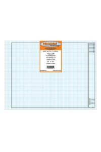 clearprint 24" x 36" 1000h design vellum sheets with architect title block and printed fade-out 8x8 grid, 16 lb., 100% cotton, 10 sheets per pack, 1 each