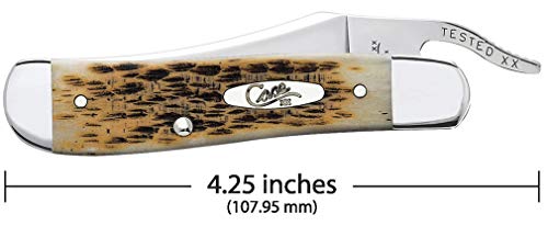 Case WR XX Pocket Knife Amber Jigged Bone Russlock Item #260 - (61953L SS) - Length Closed: 4 1/4 Inches