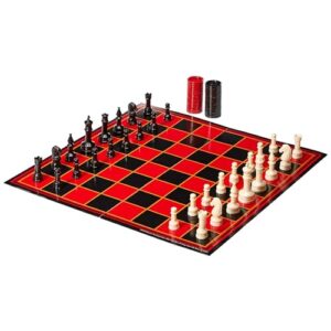 Pressman Chess / Checkers / Backgammon - 3 Games in One with Full Size Staunton Chess Pieces and Interlocking Checkers, 15.62 x 8.00 x 1.50 Inches