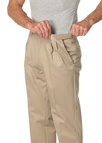 Haggar mens Work To Weekend Khaki Classic Fit No Iron Hidden Expandable Waistband Pleated Front Pant, Khaki, 38x32