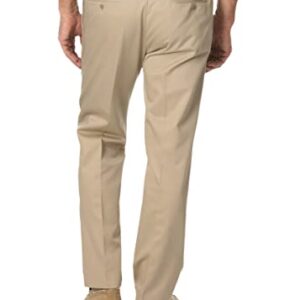 Haggar mens Work To Weekend Khaki Classic Fit No Iron Hidden Expandable Waistband Pleated Front Pant, Khaki, 38x32