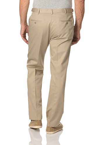 Haggar mens Work To Weekend Khaki Classic Fit No Iron Hidden Expandable Waistband Pleated Front Pant, Khaki, 38x32