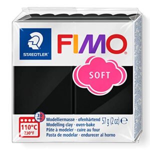 staedtler fimo soft polymer clay - -oven bake clay for jewelry, sculpting, crafting, black 8020-9