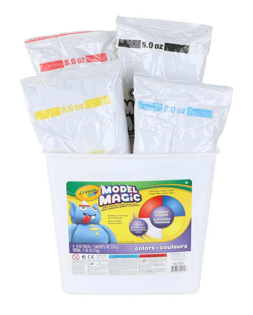 Crayola Model Magic (2lb Bucket), Modeling Clay Alternative, Primary Colors, Air Dry Clay for Kids, Classrooms Supplies, 3+