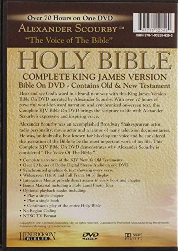 Holy Bible: Complete King James Version Bible on DVD narrated by Alexander Scourby