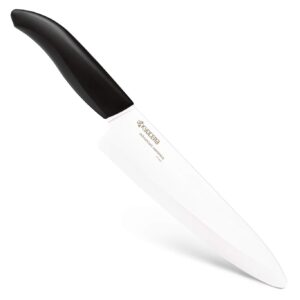 kyocera advanced ceramic revolution series 7-inch professional chef's knife, black handle, white blade