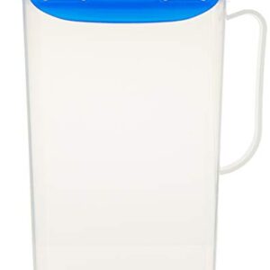 LocknLock Aqua Fridge Door Water Jug with Handle BPA Free Plastic Pitcher with Flip Top Lid Perfect for Making Teas and Juices, 2 QT, Blue