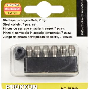 Proxxon 28940 Set of MICROMOT Steel Collets, 6-Piece,Black, Silver