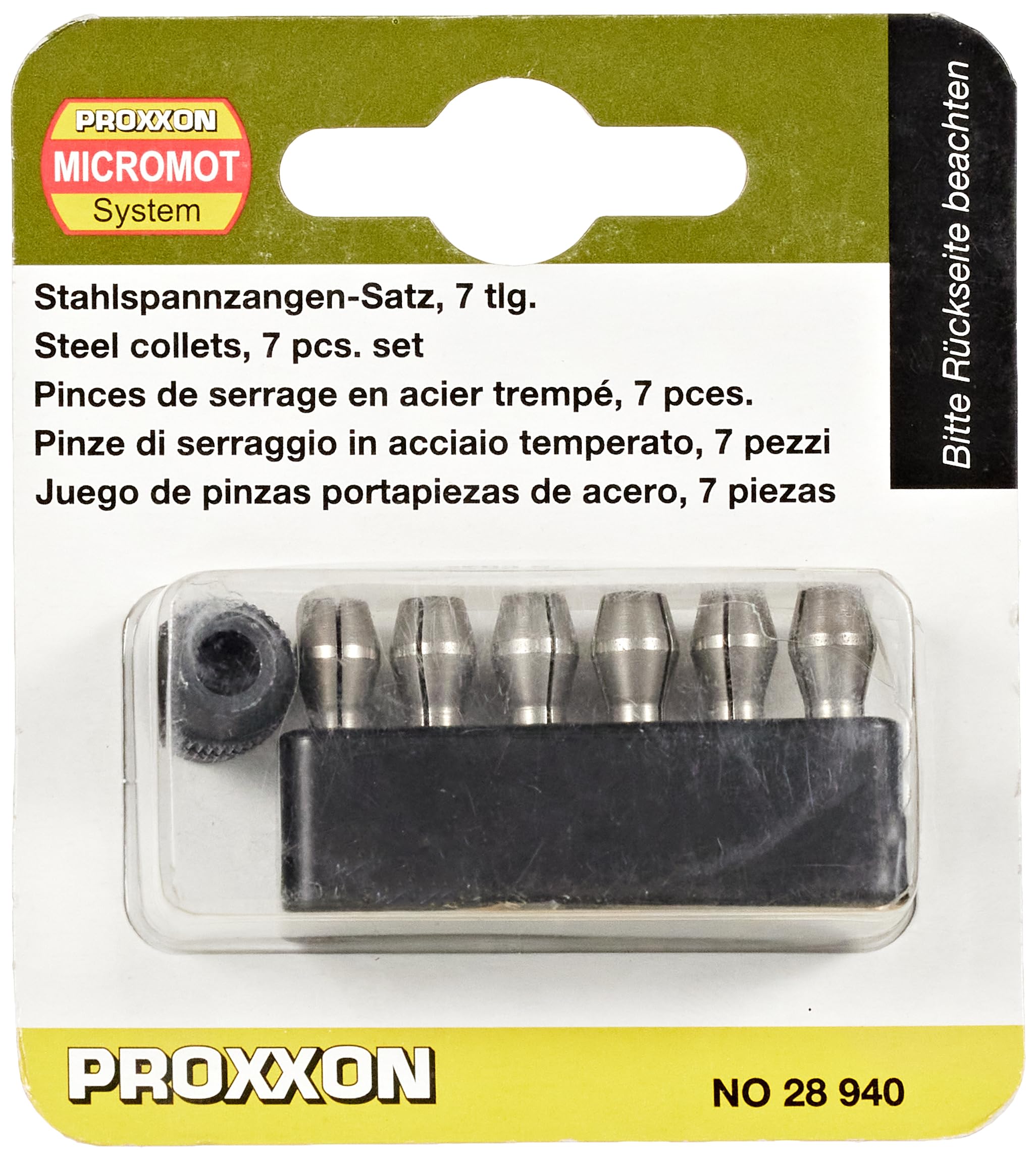 Proxxon 28940 Set of MICROMOT Steel Collets, 6-Piece,Black, Silver