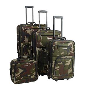 rockland journey softside upright luggage set, expandable, camouflage, 4-piece (14/19/24/28)