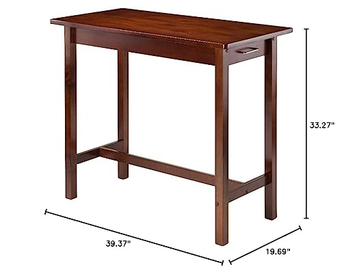 Winsome Wood Kitchen Island Table With 2-Drawers, Antique Walnut (94540)