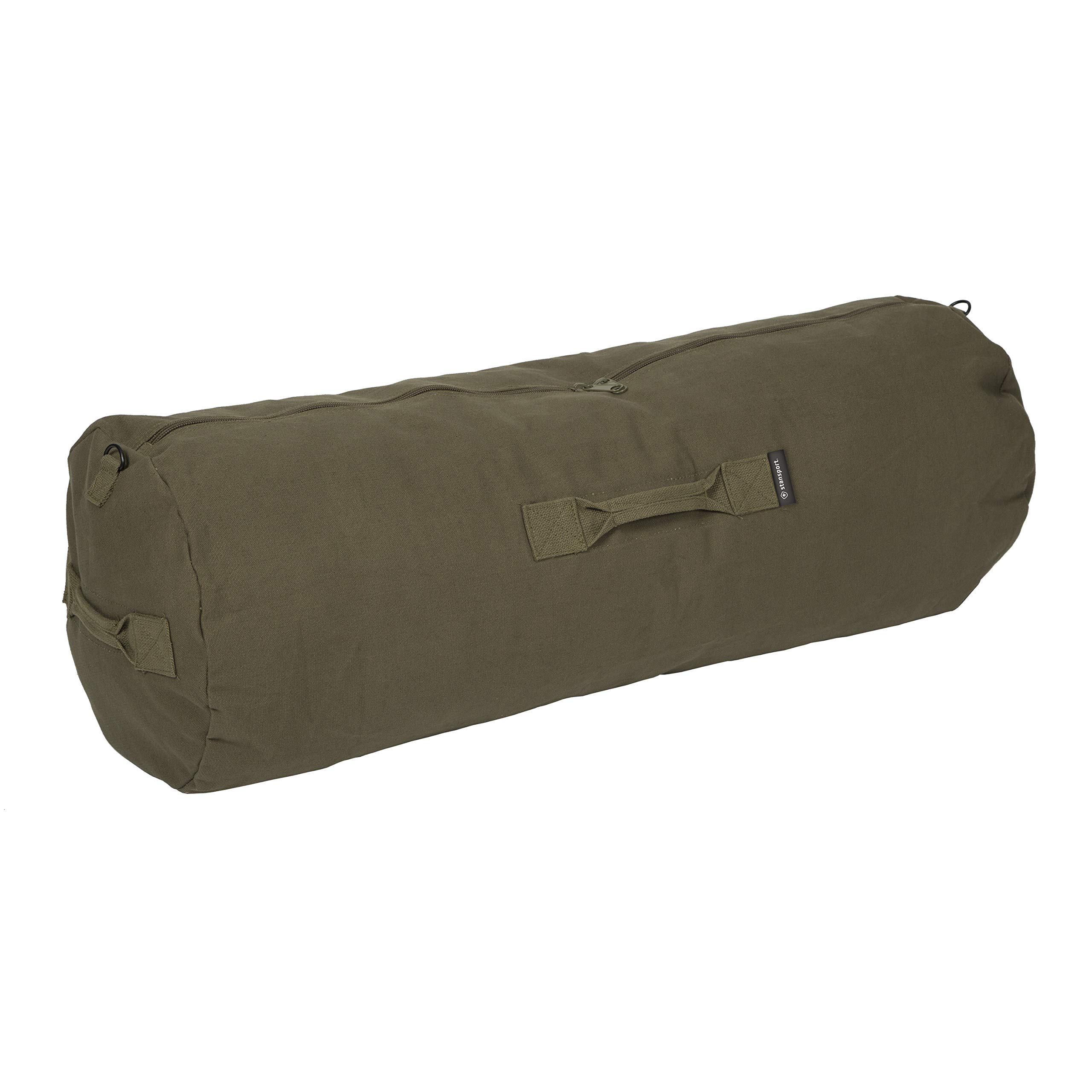 Stansport Zippered Canvas Deluxe Duffel Bag - O.D. Green (1230) 36" H x 21" W