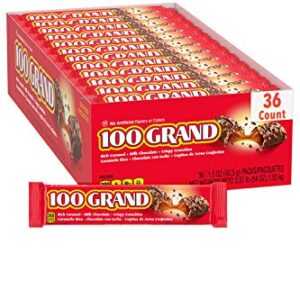 100 Grand Milk Chocolate Candy Bars, Full Size Bulk Individually Wrapped Ferrero Candy, Pack of 36