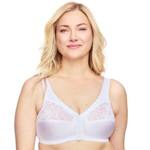 Glamorise Full Figure Plus Size MagicLift Front-Closure Support Bra Wirefree #1200 White