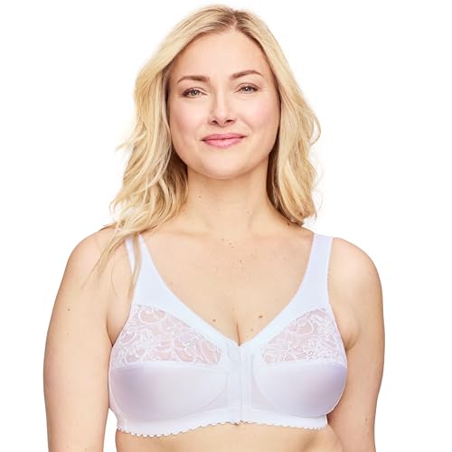 Glamorise Full Figure Plus Size MagicLift Front-Closure Support Bra Wirefree #1200 White