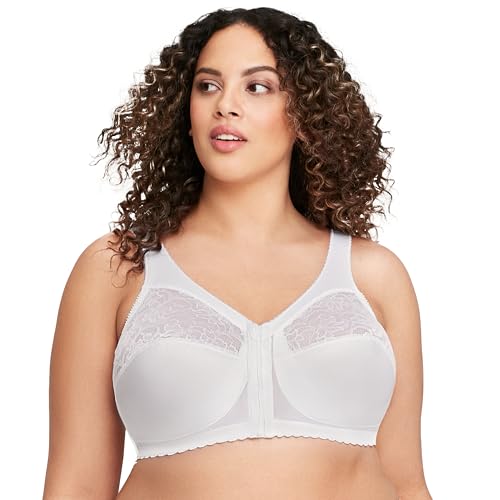 Glamorise Full Figure Plus Size MagicLift Front-Closure Support Bra Wirefree #1200 White