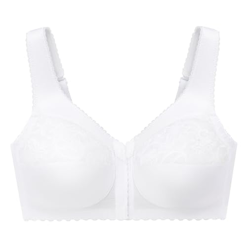 Glamorise Full Figure Plus Size MagicLift Front-Closure Support Bra Wirefree #1200 White