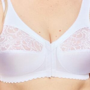 Glamorise Full Figure Plus Size MagicLift Front-Closure Support Bra Wirefree #1200 White