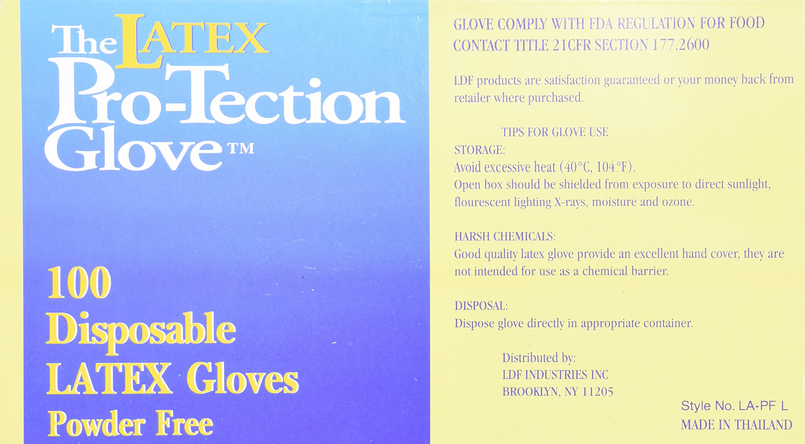 Disposable Latex Gloves, Powder Free Size Large, 100 gloves per box