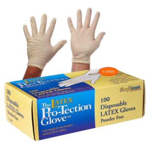 100 disposable latex gloves, powder free size x-large