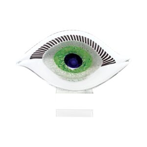 badash visionary good luck eye murano-style glass sculpture - handcrafted 10" l x 7.5" h