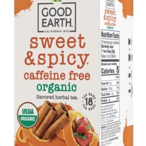 Good Earth Organic Herbal Tea, Sweet & Spicy, Caffeine Free, 18 Count (Pack of 6)