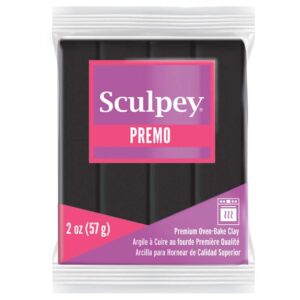 sculpey premo™ polymer oven-bake clay, black, non toxic, 2 oz. bar, great for jewelry making, holiday, diy, mixed media and home décor projects. premium clay perfect for clayers and artists.