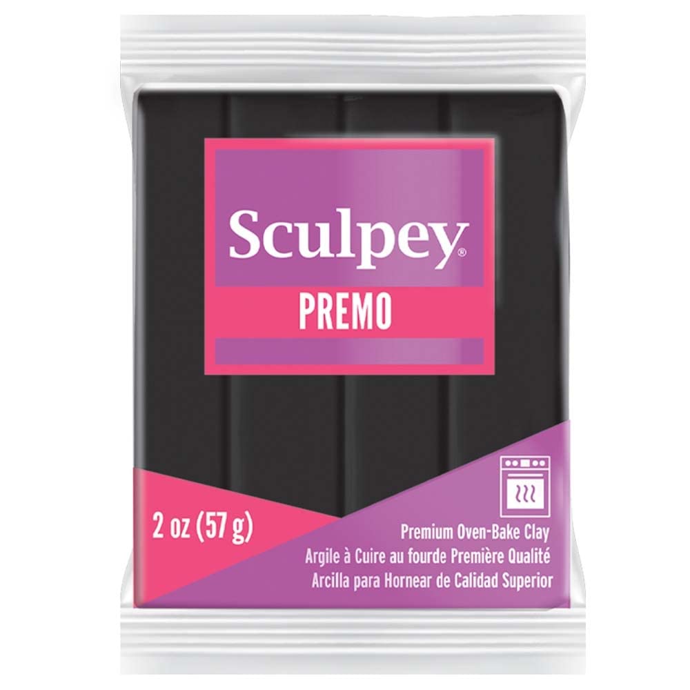 Sculpey Premo™ Polymer Oven-Bake Clay, Black, Non Toxic, 2 oz. bar, Great for jewelry making, holiday, DIY, mixed media and home décor projects. Premium clay perfect for clayers and artists.