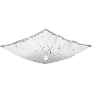 progress lighting p4962-30 traditional two light close-to-ceiling from square glass collection in white finish, 12-inch diameter x 5-1/2-inch height