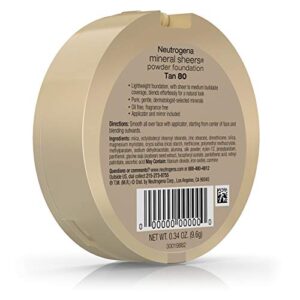 Neutrogena Mineral Sheers Powder Foundation, Tan 80, 0.34 Ounce