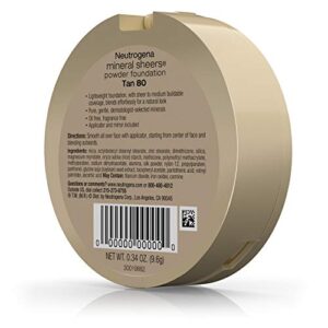 Neutrogena Mineral Sheers Powder Foundation, Tan 80, 0.34 Ounce