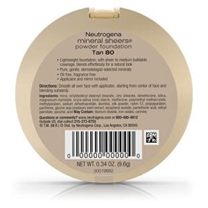 Neutrogena Mineral Sheers Powder Foundation, Tan 80, 0.34 Ounce