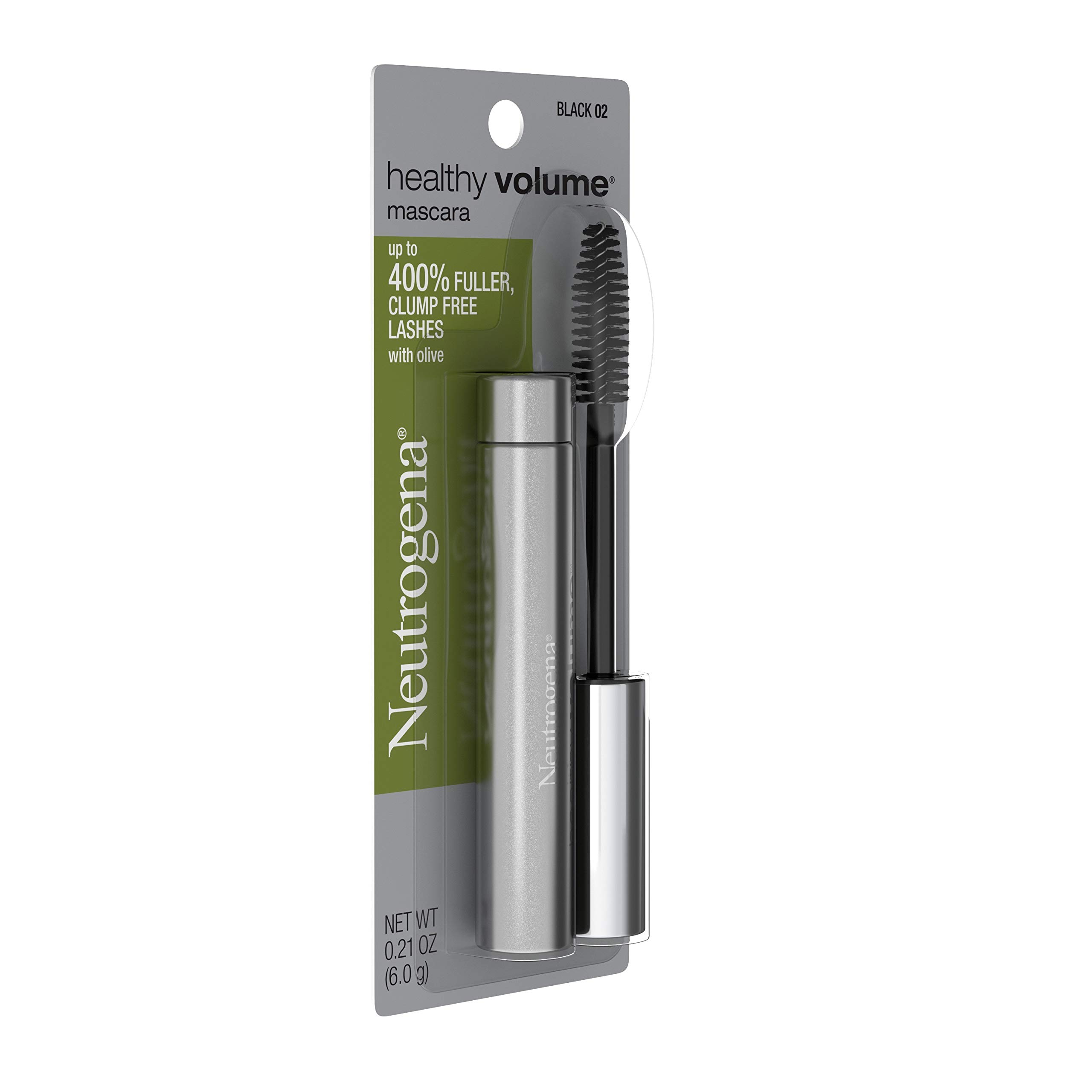 Neutrogena Healthy Volume Lash-Plumping Mascara, Volumizing and Conditioning Mascara with Olive Oil to Build Fuller Lashes, Clump-, Smudge- and Flake-Free, Black 02, 0.21 oz (Pack of 2)