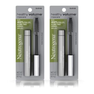 Neutrogena Healthy Volume Lash-Plumping Mascara, Volumizing and Conditioning Mascara with Olive Oil to Build Fuller Lashes, Clump-, Smudge- and Flake-Free, Black 02, 0.21 oz (Pack of 2)