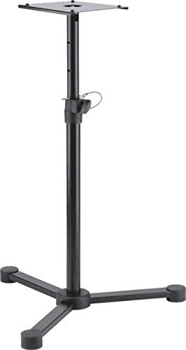 K&M Konig & Meyer 26720.000.55 Monitor / Speaker Stand | 3 Leg Base | Height Adjust | Safety Pin | Non-Slip /Vibration Rubber | German Made | Black