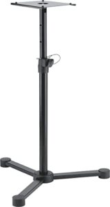 k&m konig & meyer 26720.000.55 monitor / speaker stand | 3 leg base | height adjust | safety pin | non-slip /vibration rubber | german made | black