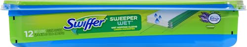 Swiffer Sweeper Wet Mopping Pad Refills for Floor Mop with Febreze Lavender Scent, 12 Count (Packaging May Vary)