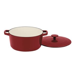 cuisinart chef's classic enameled cast iron round covered casserole (cardinal red, 5- quart)