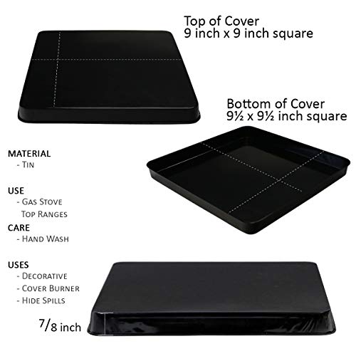 Reston Lloyd G-105-B Square Gas Stove Burner Covers, Set of 4, Black, 9" x 0.75" x 9" (Length x Width x Height)