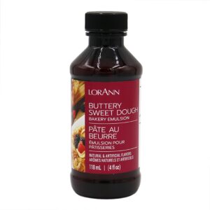 lorann oils buttery sweet dough bakery emulsion: authentic sweet dough taste, ideal for amplifying sweet bready notes in baked goods, gluten-free, keto-friendly, sweet dough flavoring essential