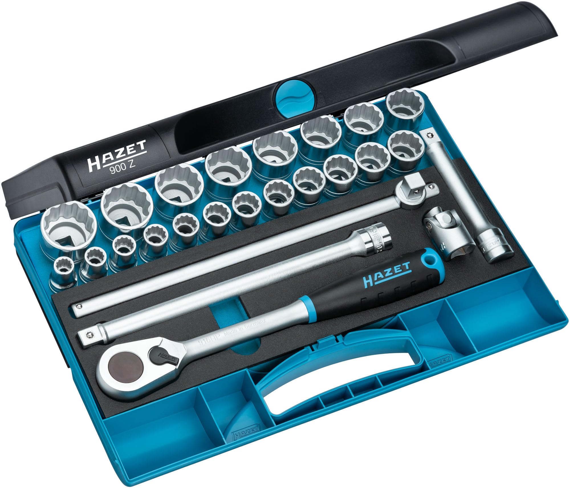 Hazet 900Z 1/2-Inch Socket Set - Black/Blue/Silver (25-Piece)